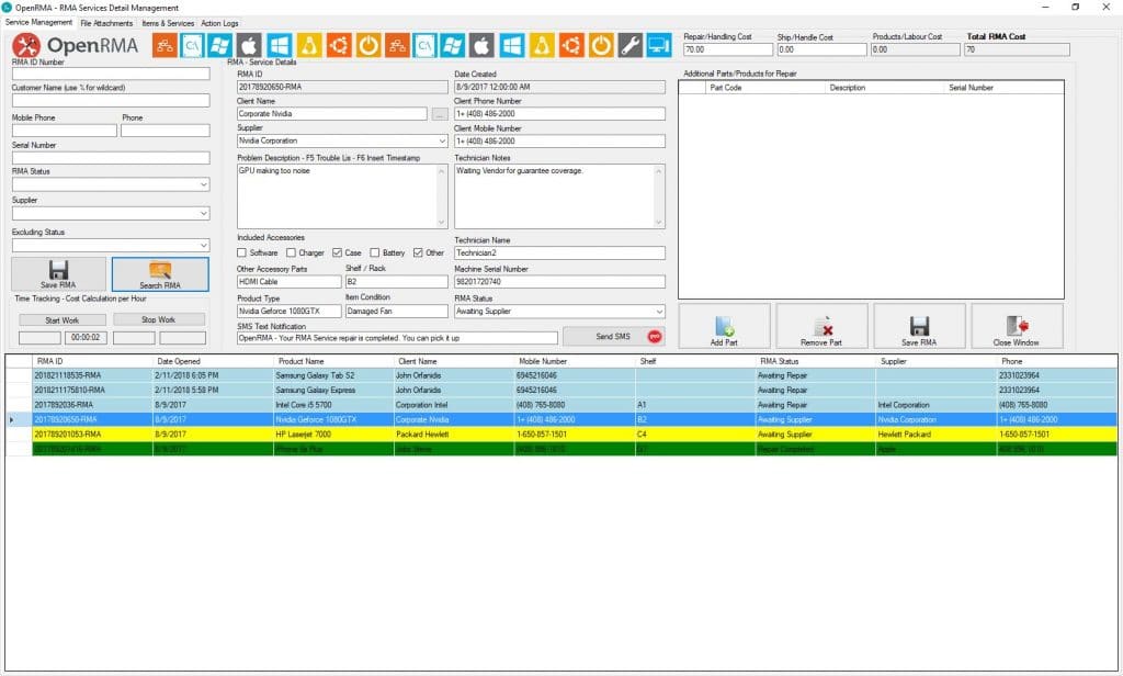 Manage existing RMA Services - Computer repair shop software - OpenRMA ...